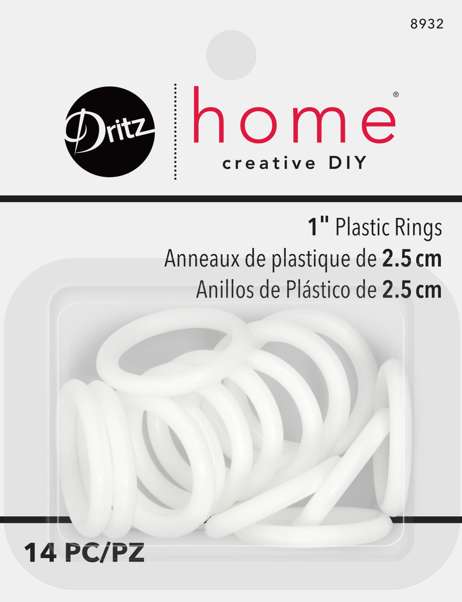 Dritz 1 inch Plastic Rings, White, 14 pc | Handicraft