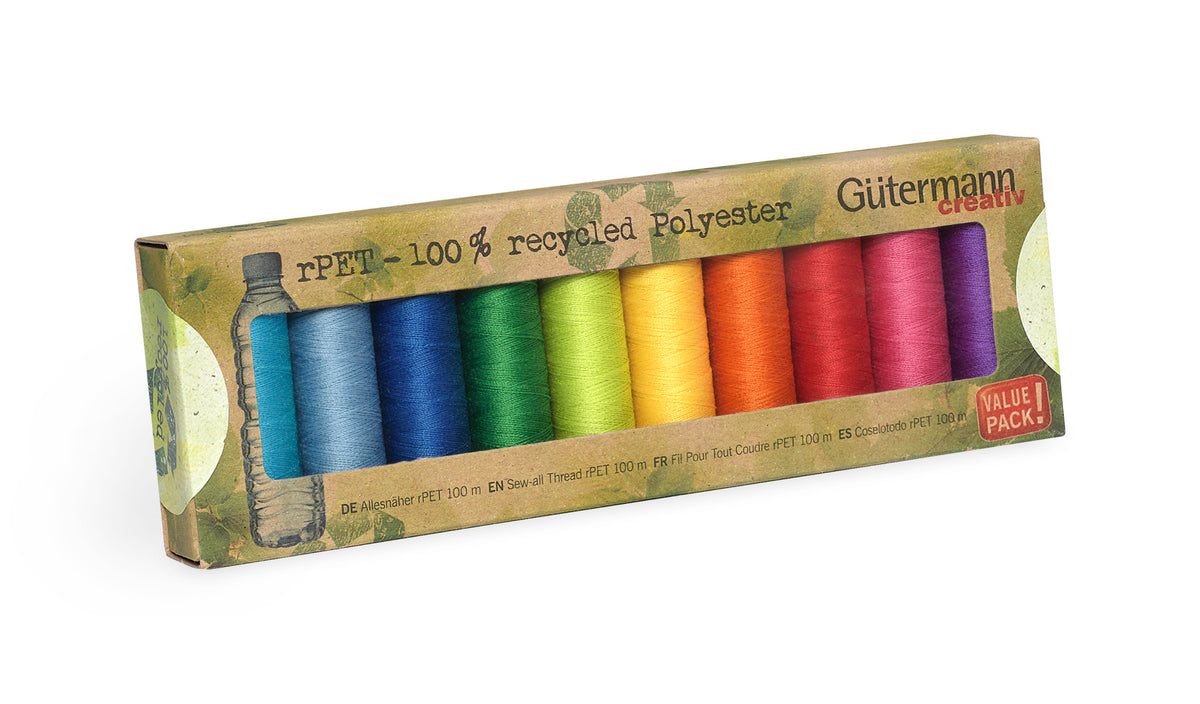 Gutermann Sew-All rPET Polyester Thread Set, 10 Spools | Handicraft